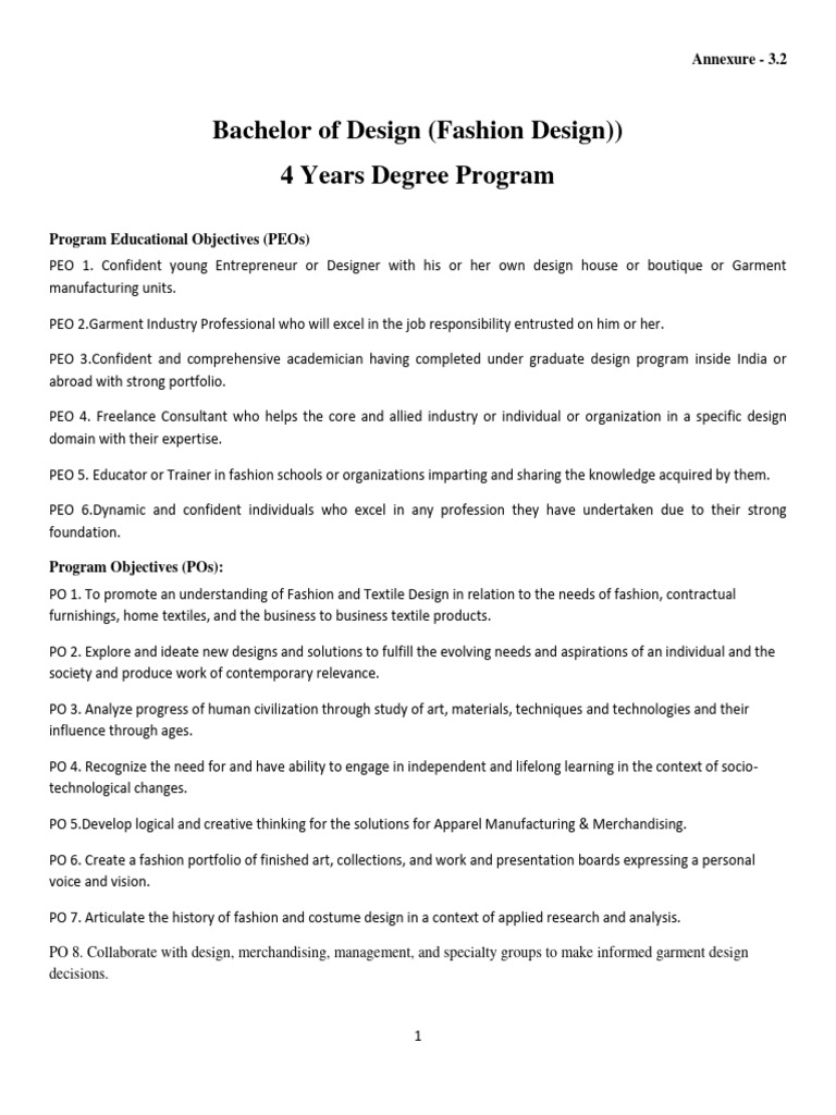 B.Des Fashion Design Scheme and Syllabus | PDF | Ecosystem | Drawing