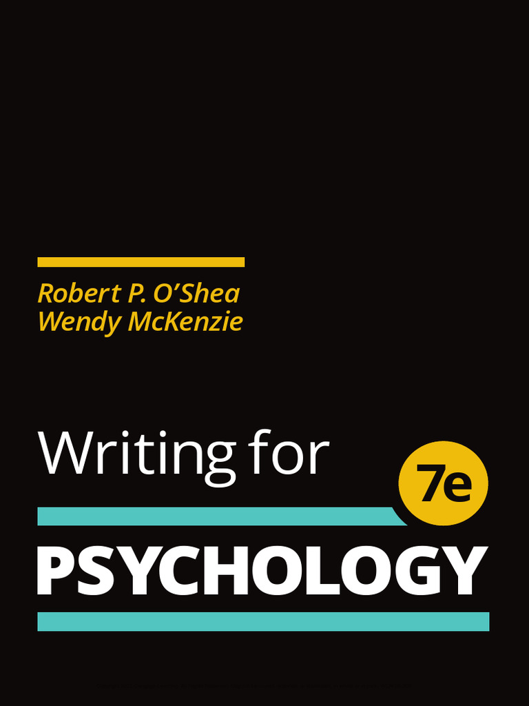Robert O'Shea - Wendy McKenzie - Writing For Psychology-Cengage ...