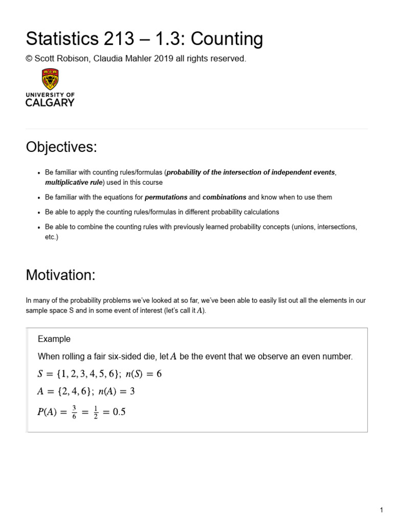 1.3 Counting | PDF | Probability | Sampling (Statistics)