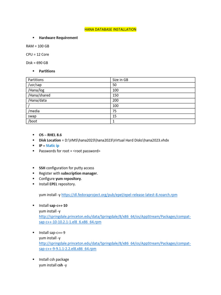 Hana DB Install | PDF | Zip (File Format) | Software Repository