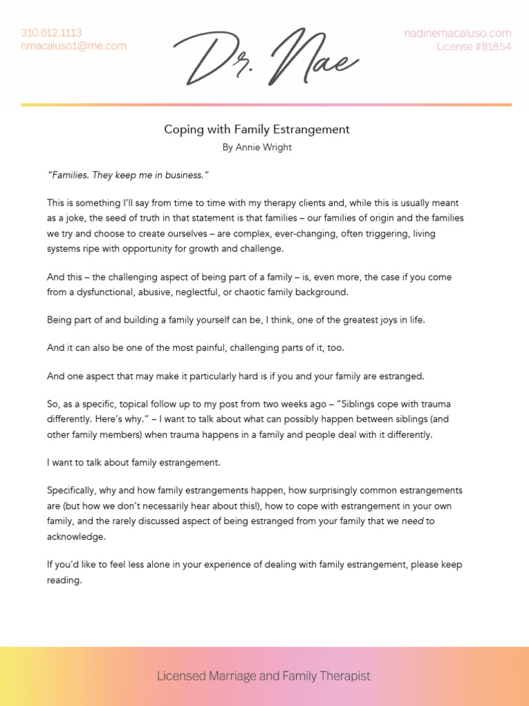 Understanding Family Estrangement | PDF | Shame | Experience
