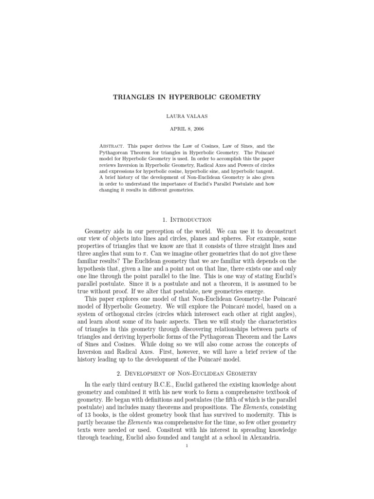 Hyperbolic Tringle | PDF | Non Euclidean Geometry | Line (Geometry)