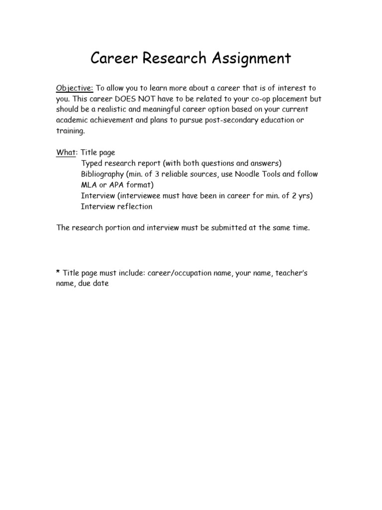 Career Research Assignment | PDF | Salary | Employment