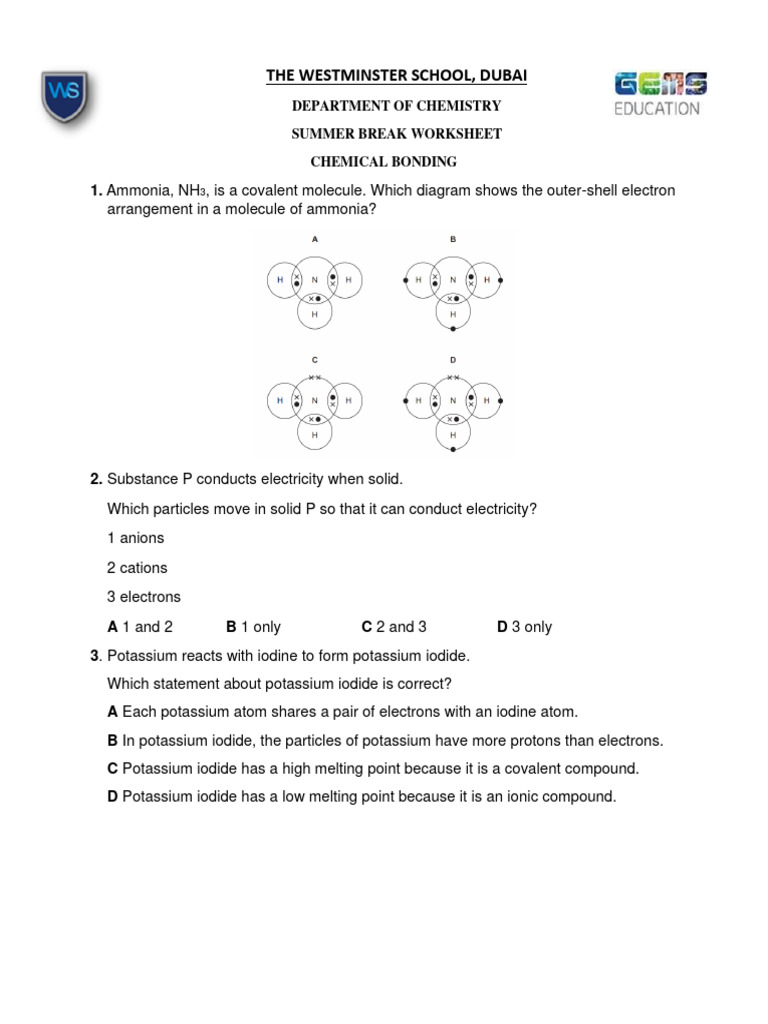 Year 9-Chemistry Summer Break Homework | PDF | Ion | Chemical Compounds
