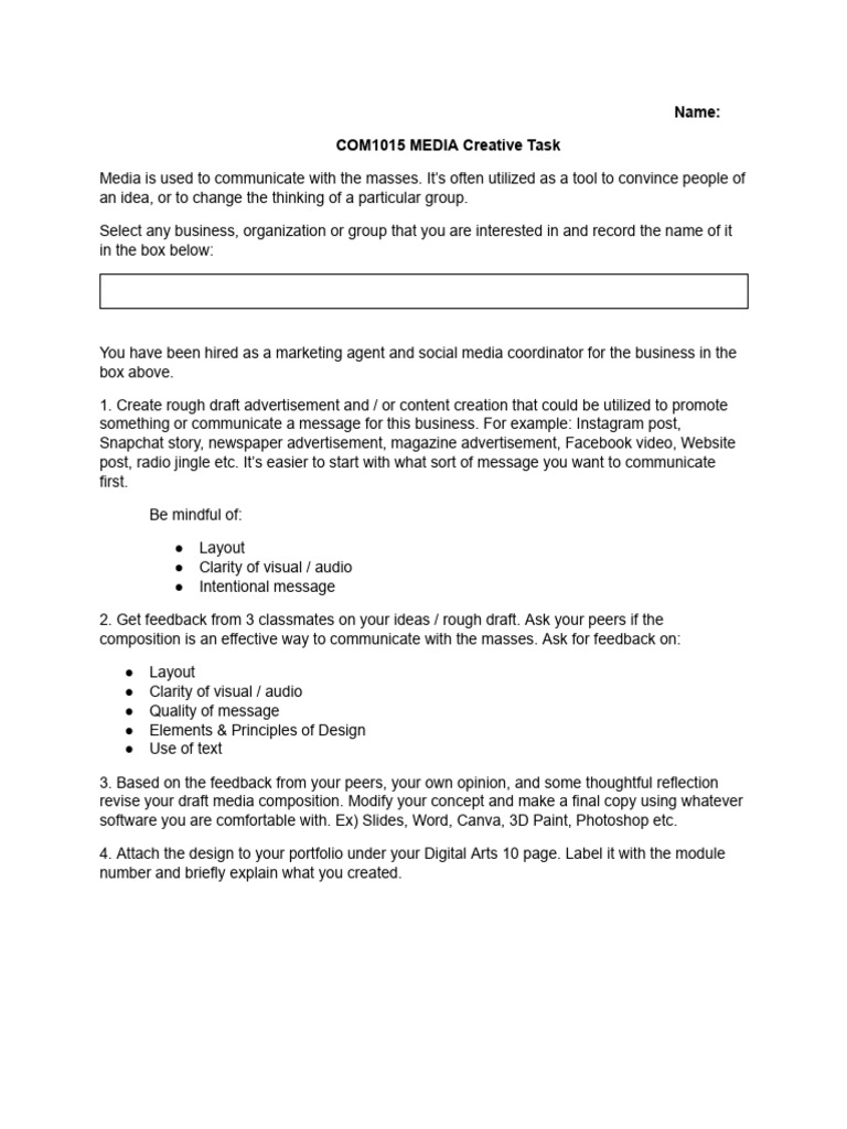 Media Creative Task for Marketing | PDF