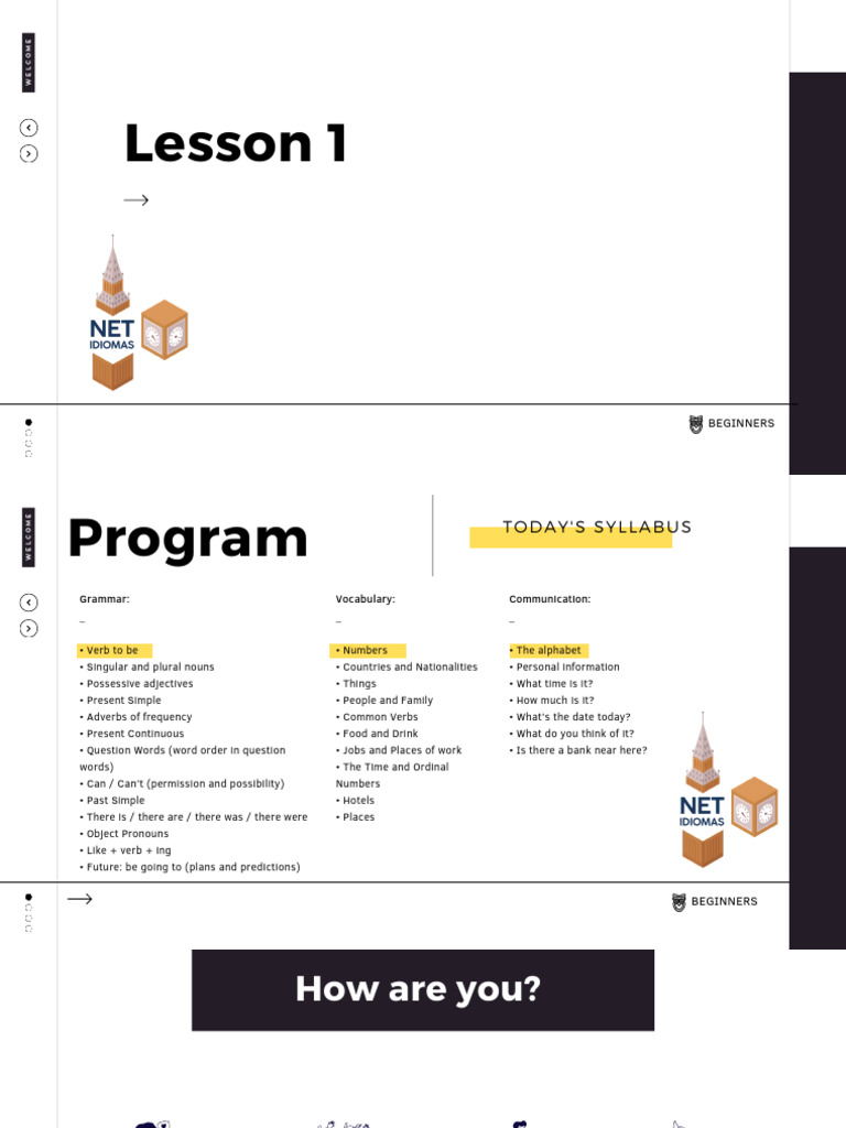 1st Adults - Lesson 1 | PDF | Verb | Grammatical Number
