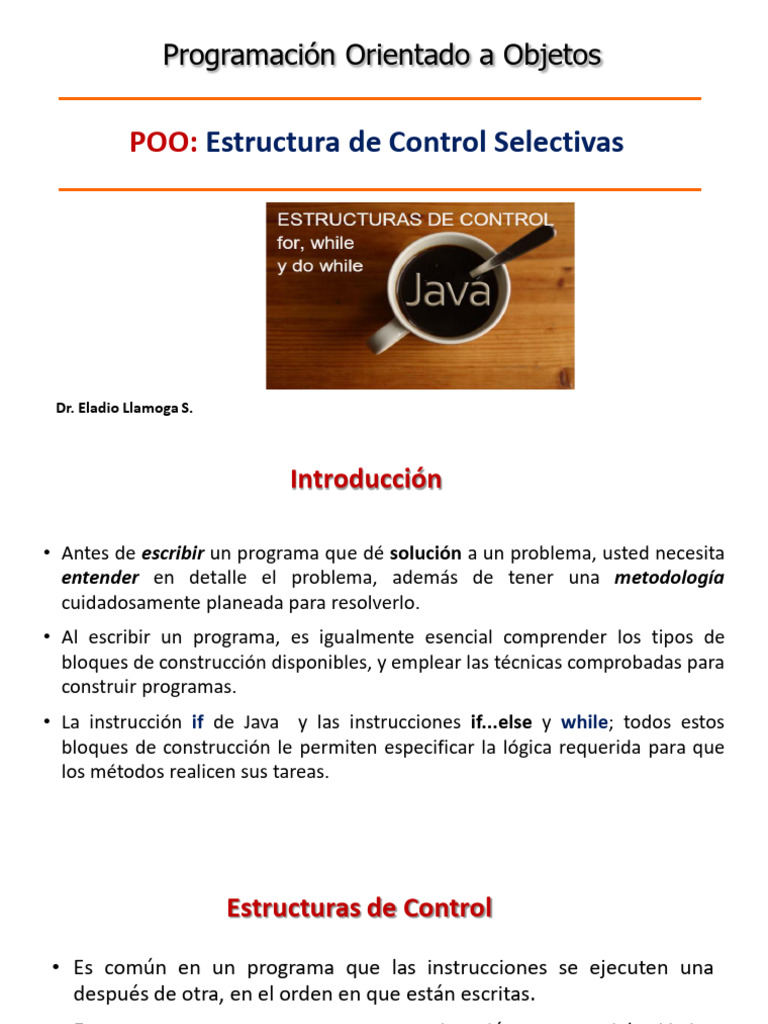 POO - 5 - Estructura de Control Selectiva en Java - If - If - Else, While | PDF | Java (lenguaje ...