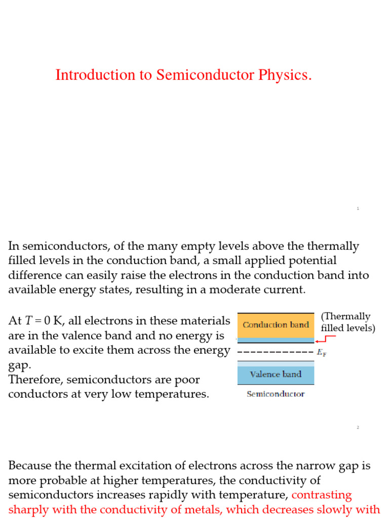Introduction To Semiconductor Physics | PDF | Semiconductors | P–N Junction