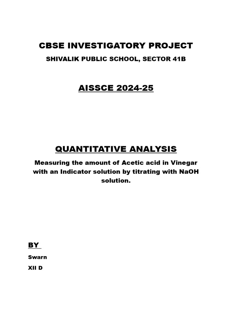 Cbse Investigatory Project | PDF | Titration | Chemistry