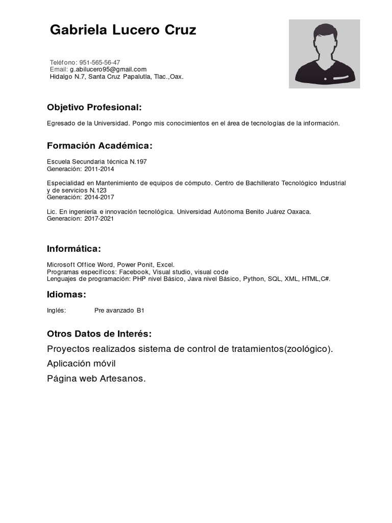 Cv,Gabriela Lucero Cruz | PDF