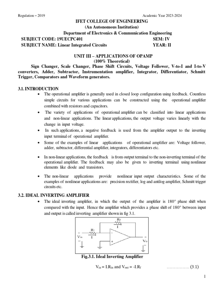 Unit 3 Module New | PDF | Amplifier | Operational Amplifier