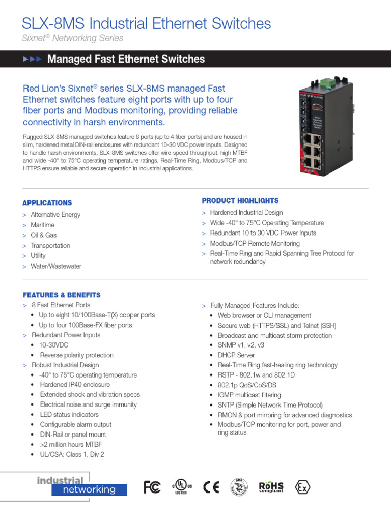 Ficha Tecnica Sixnet Slx-8ms-8s | PDF | Physical Layer Protocols | Ethernet