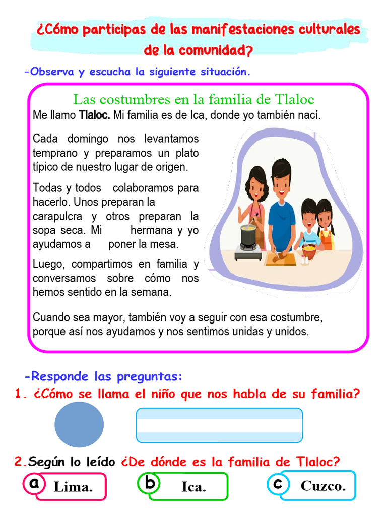 Ficha Cómo Participas de Las Manifestaciones de La Comunidad Maestra ...