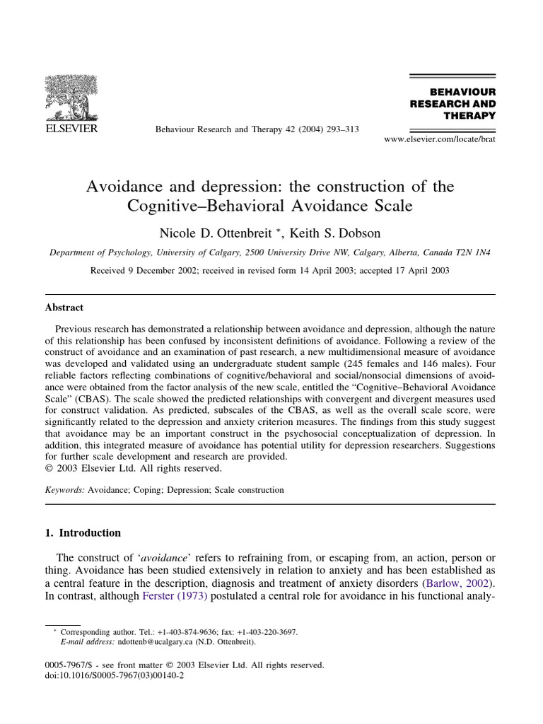 Ottenbreit 2004 | PDF | Major Depressive Disorder | Validity (Statistics)