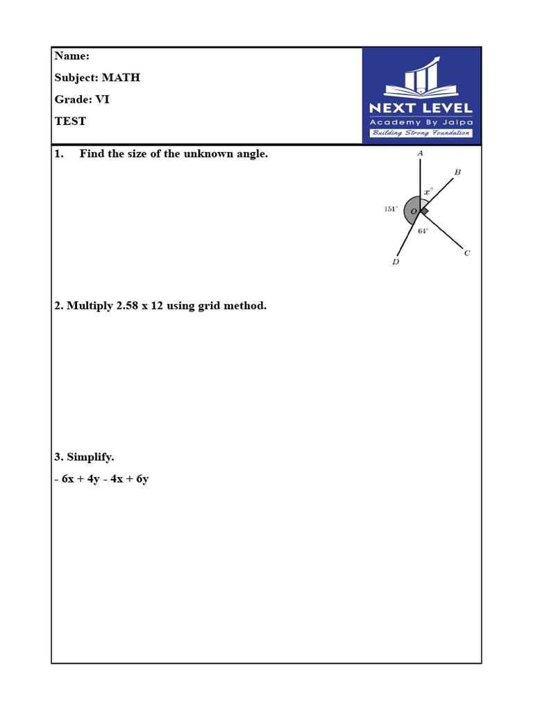 GR 6 Unit 2 progression rev test | PDF | Triangle | Elementary Mathematics