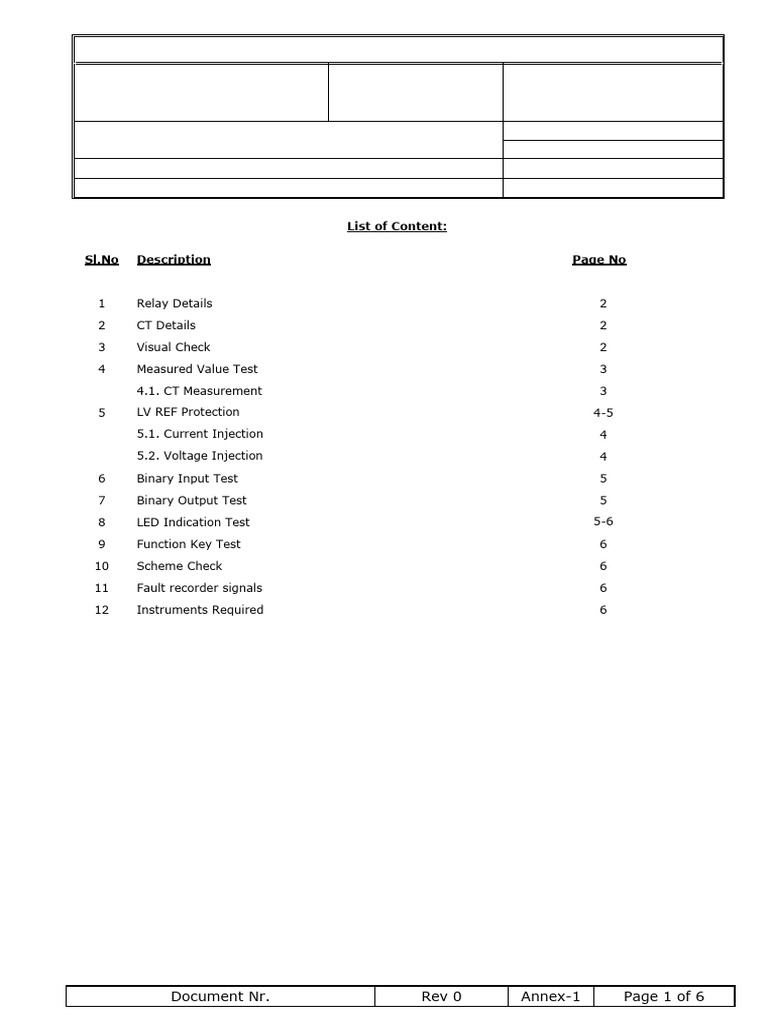03 - Aux. Tx. LV REF SAT Procedure - Annex 1 | PDF | Relay | Electronic ...