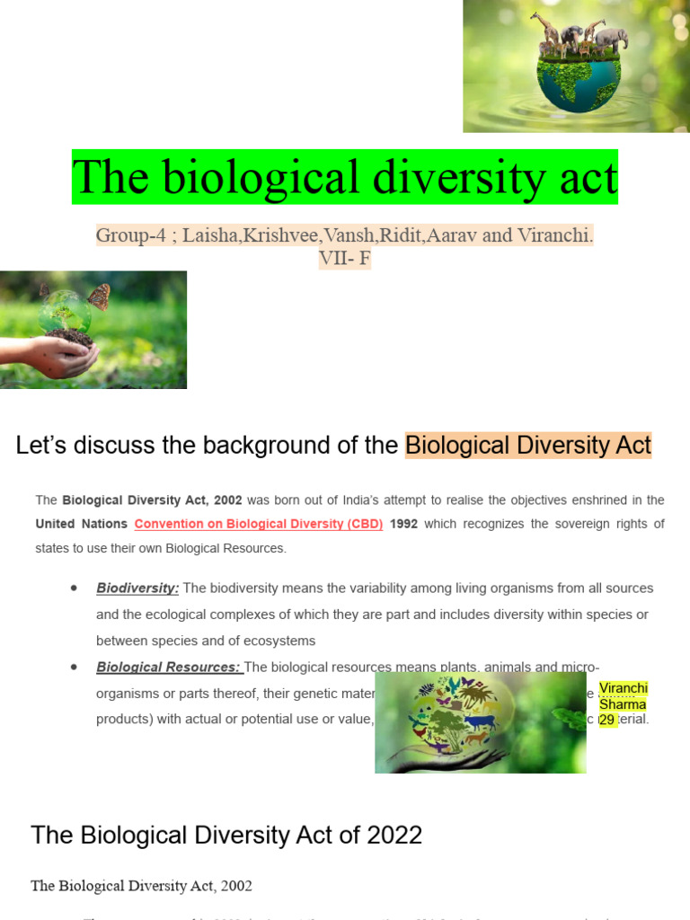 Overview of the Biological Diversity Act | PDF | Biodiversity ...