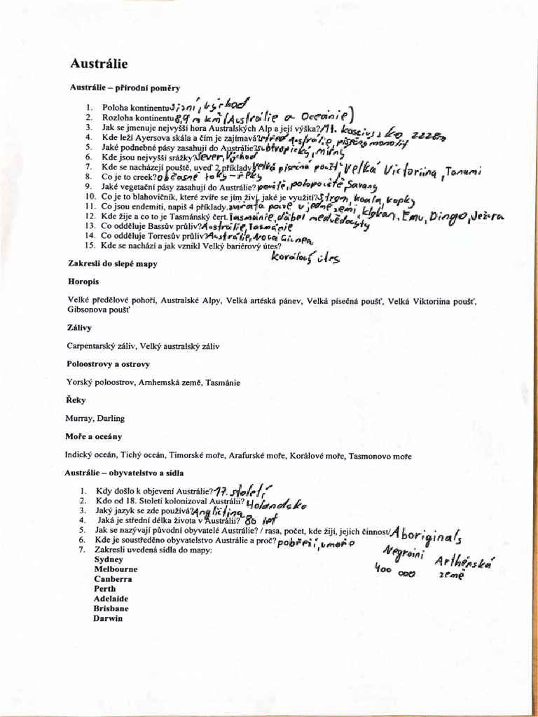 Přírodní Poměry + Slepá Mapa | PDF