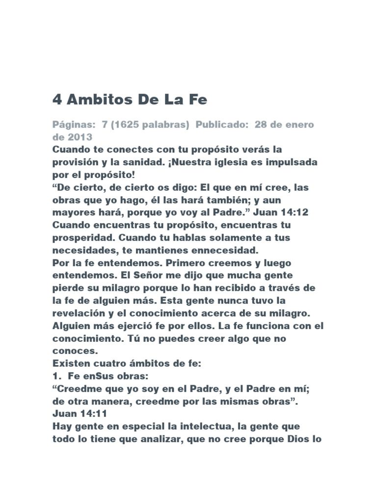 AMBITOS DE LA FE | Descargar gratis PDF | Fe | Creencia religiosa y doctrina