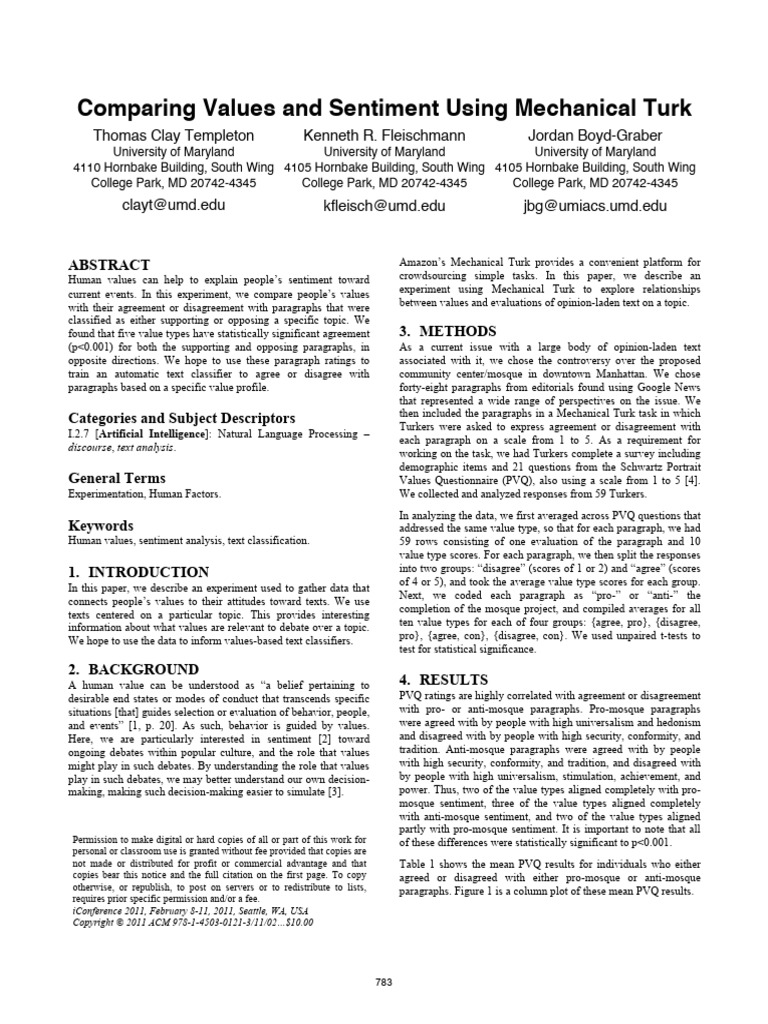 Comparing Values and Sentiment Using Mechanical Turk | PDF | Cognitive ... Comparing Values and Sentiment Using Mechanical Turk | PDF | Cognitive ...