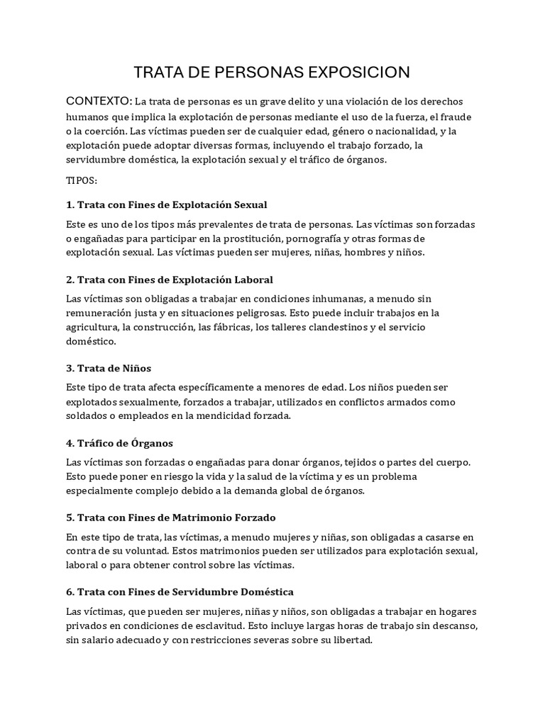 Exposicion Sobre La Trata de Personas | PDF | Trata de personas | Etica ...