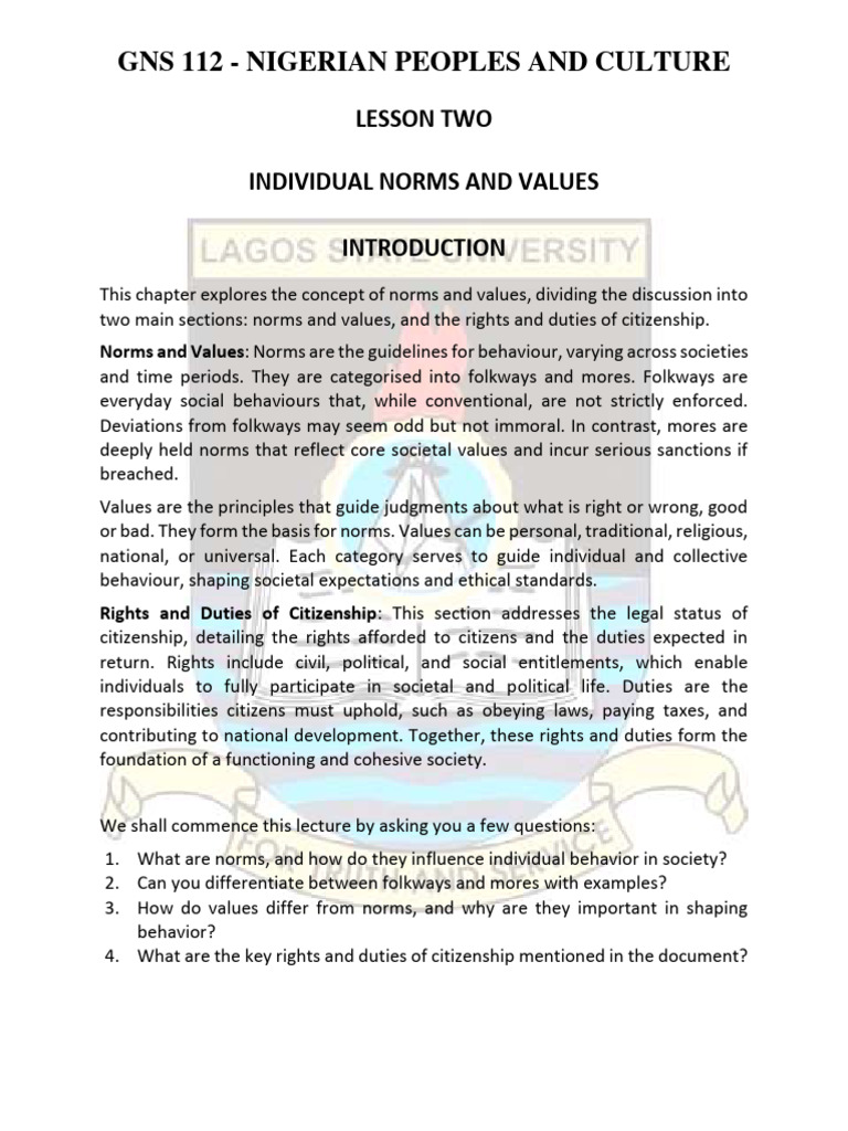 GNS 112 Week - 2 | PDF | Citizenship | Rights