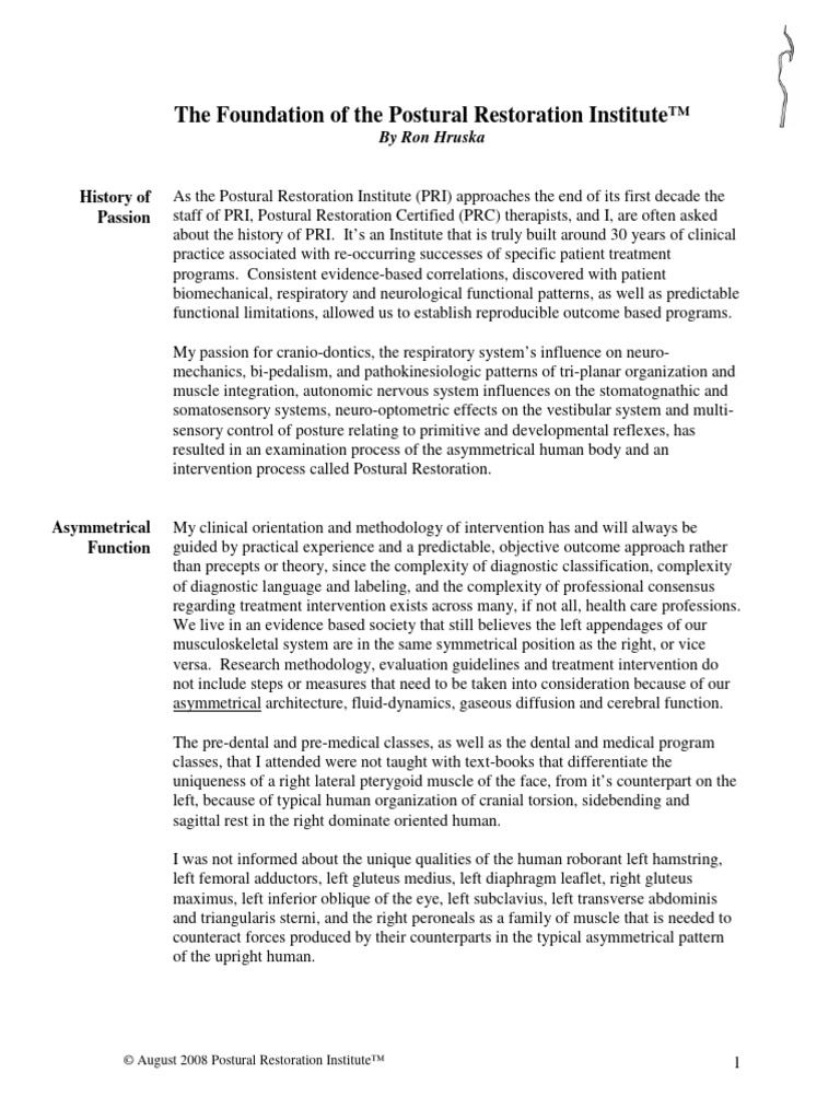 The Foundation of The Postural Restoration Institute by Ron Hruska Aug ...