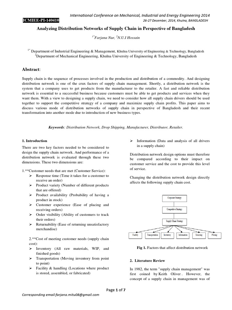 Analyzing Distribution Networks of Suppl | PDF | Supply Chain ...