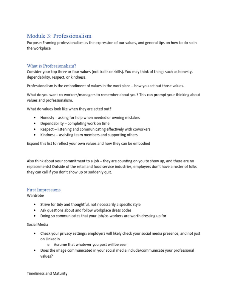 Prospect Module 3 - Professionalism-1 | PDF | Social Media | Popular ...