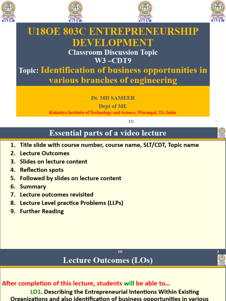 Identification of Business Opportunities in Various Branches of ...