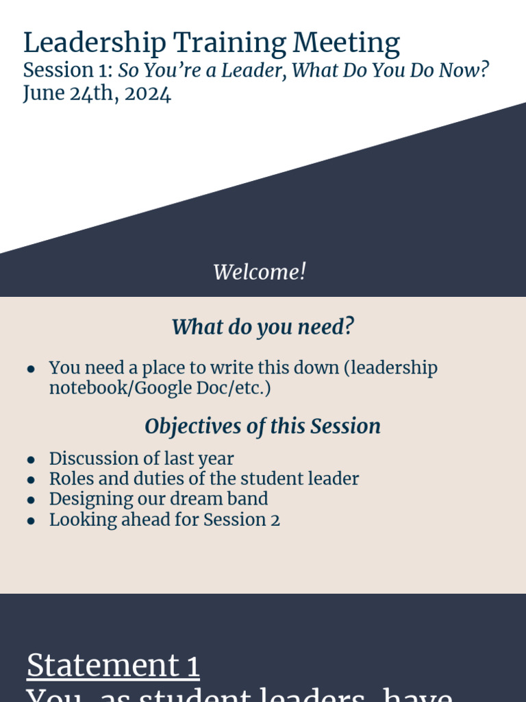 Leadership Training Session 1 Slides | PDF | Leadership | Social Psychology