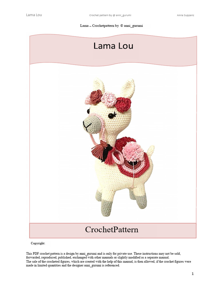Anni_Gurumi_-_LamaLou_CrochetPattern | PDF | Crochet | Sewing