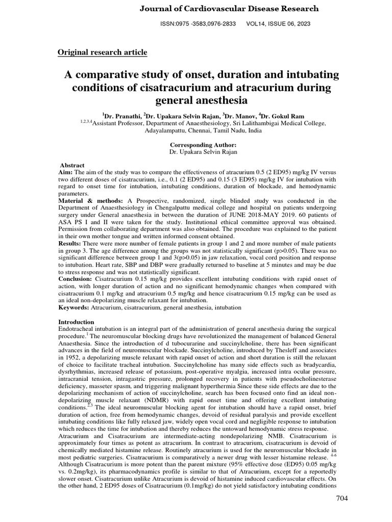 Cisatrac Atricle | PDF | Anesthesia | Physiology