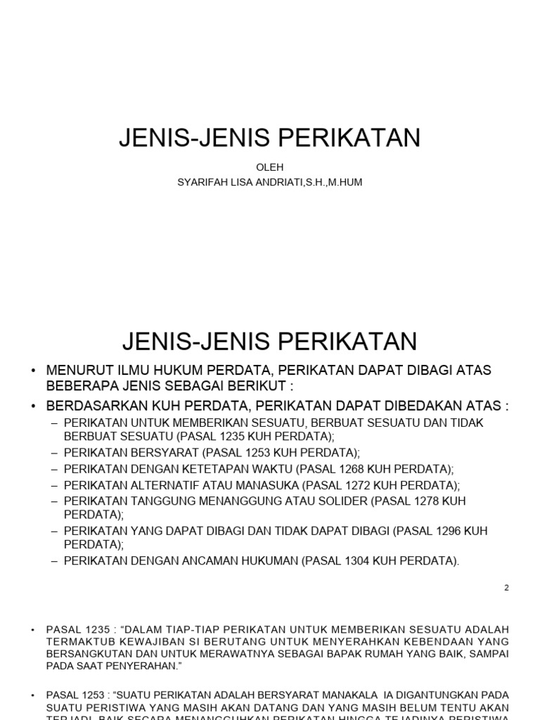 Jenis-Jenis Perikatan | PDF | Bisnis | Hukum