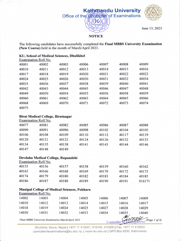 Final MBBS Result Notice 06132023 | PDF | Medical Education ...
