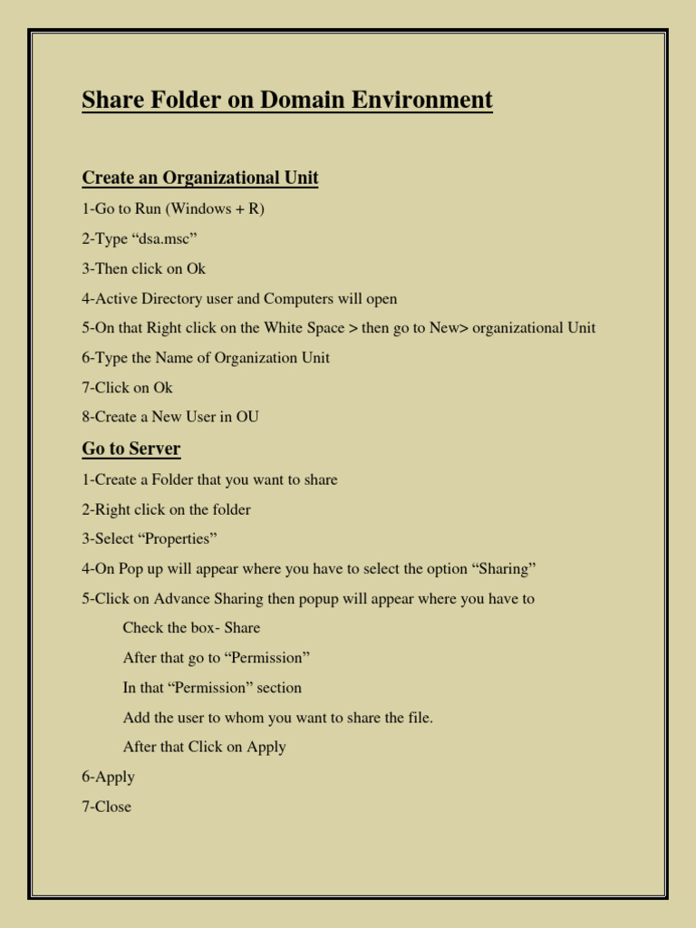 Sharing Folders in Domain Networks | PDF