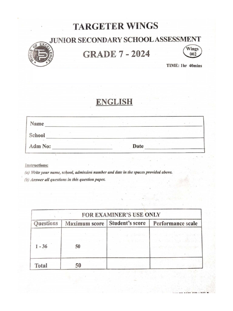 Grade 7 Targeter Wings 002 English | PDF