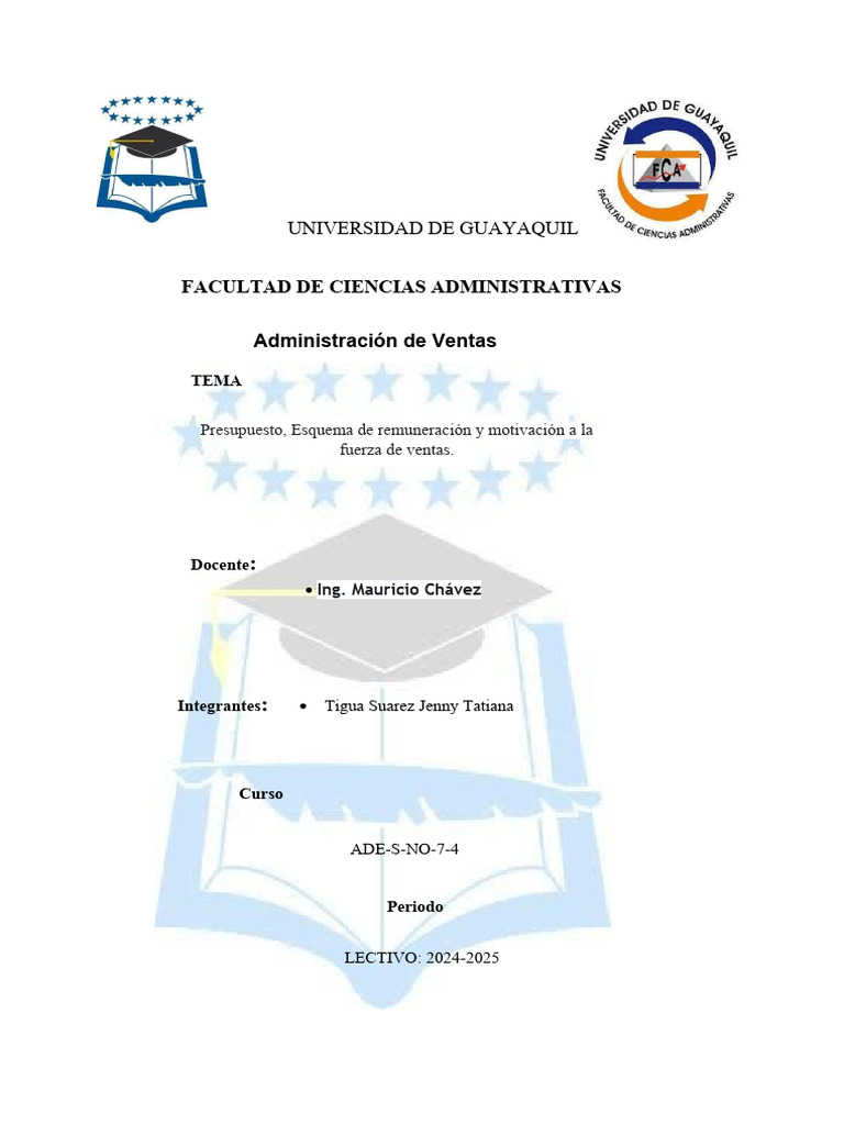 Jenny Tigua-Presupuesto, Esquema de Remuneración y Motivación A La Fuerza de Ventas. | PDF ...