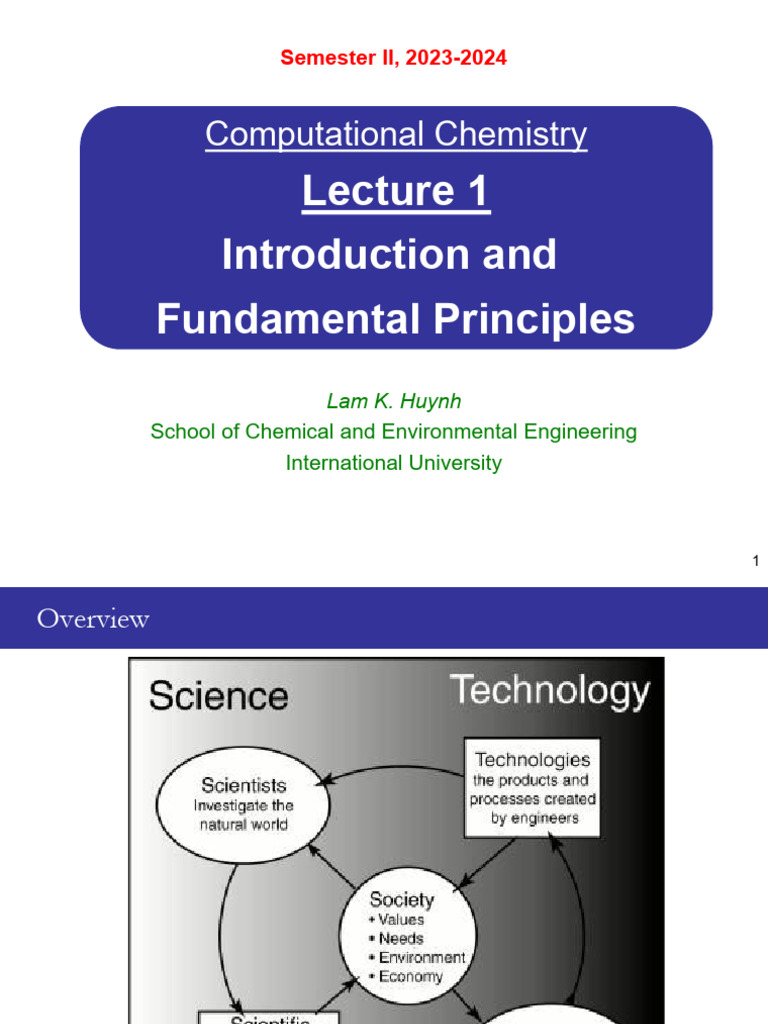 Lecture 01 - Introduction and Fundamental Principles | PDF | Chemistry | Computational Chemistry