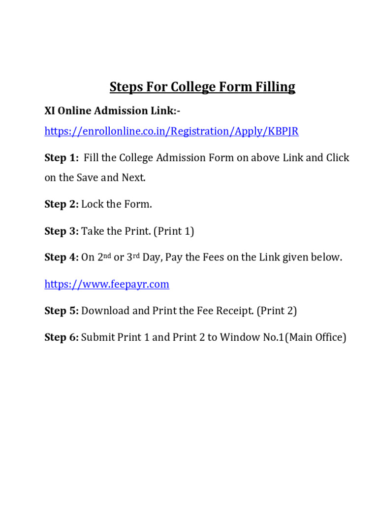 Steps For College Form Filling: On The Save and Next | PDF | Career ...