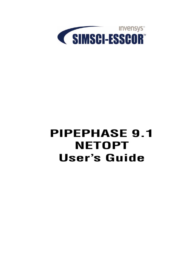 Pipephase 9.1 Netopt User's Guide | PDF | Petroleum Reservoir | Simulation