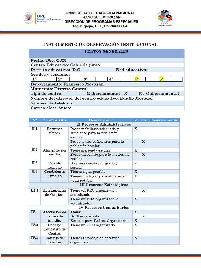 6 DIAGNÓSTICO INSTITUCIONAL (5) | PDF | Evaluación | Enseñando