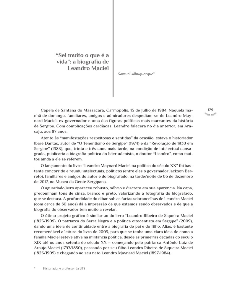 Teresaccg, 11 - REV48-2018v1 Resenha Leandro Maciel - p.179-184 | PDF | Biografia | Estado