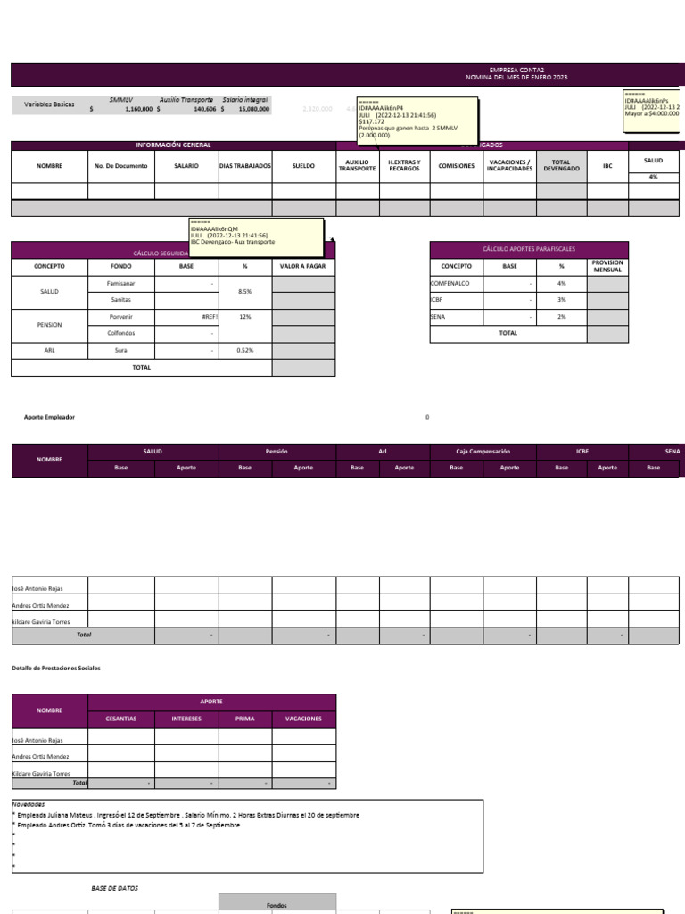Formato nómina | Descargar gratis PDF | Salario | Pensión