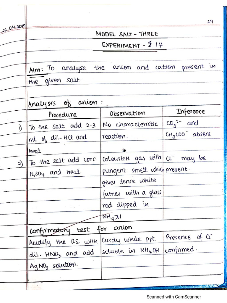 Salt Analysis | PDF