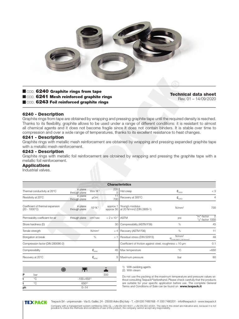 6240 6241 6243 Anelli in Grafite Technical Data Sheet En-2 | PDF ...