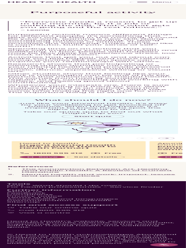 Purposeful Activity Head To Health | PDF | Mental Health | Mood ...