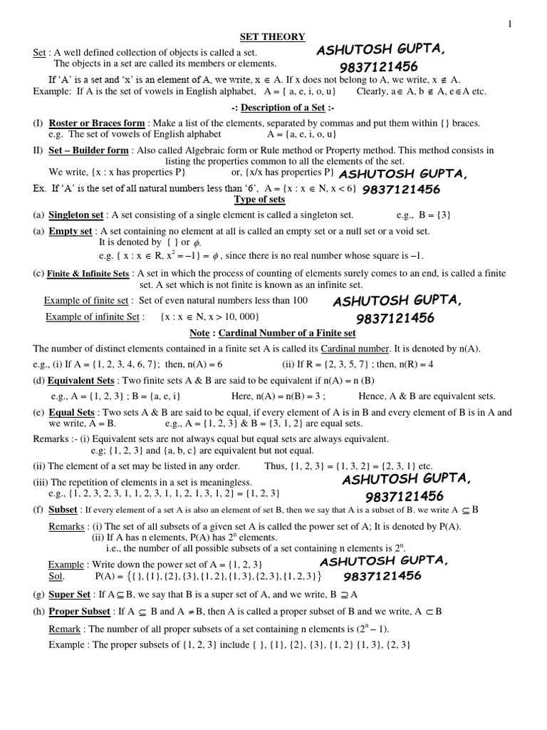 Set Theory | PDF | Set (Mathematics) | Mathematics