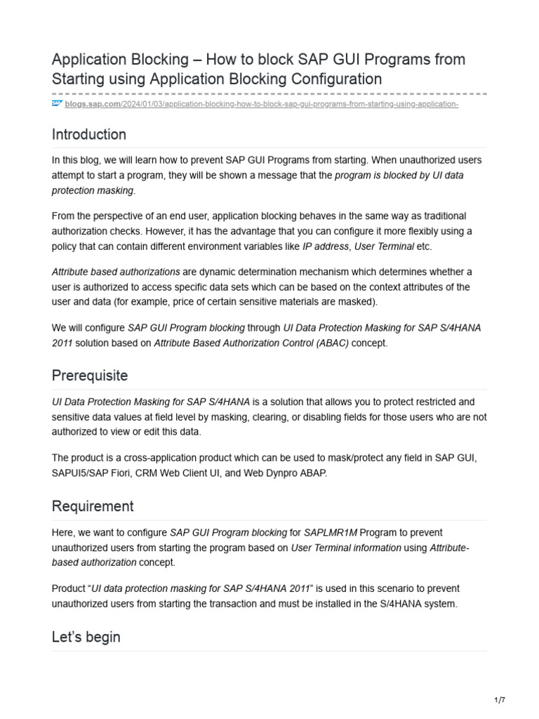 Application Blocking How To Block SAP GUI Programs From Starting Using Application Blocking ...