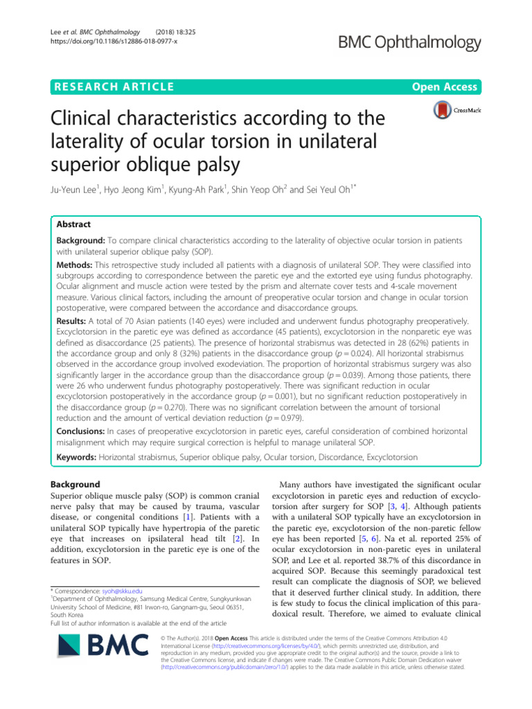 Clinical Characteristics According To The Laterality of Ocular Torsion ...